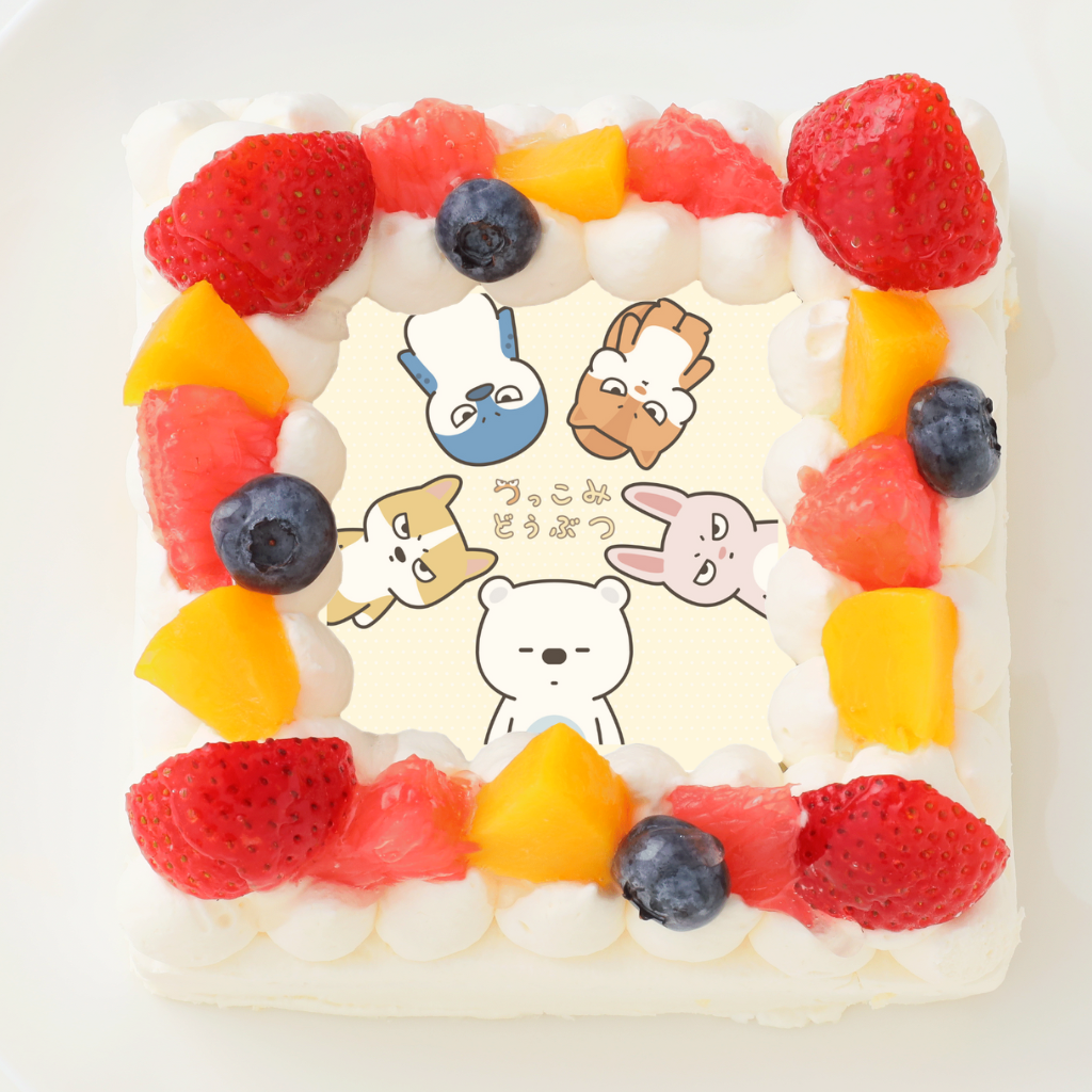【つっこみどうぶつ】A Ver. 四角型写真ケーキ 4号 12cm（Cake.jp ORIGINAL） | Cake.jp